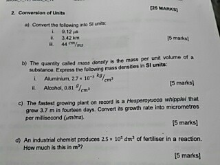 Solved Conversion of Units a) Convert the following units: | Chegg.com