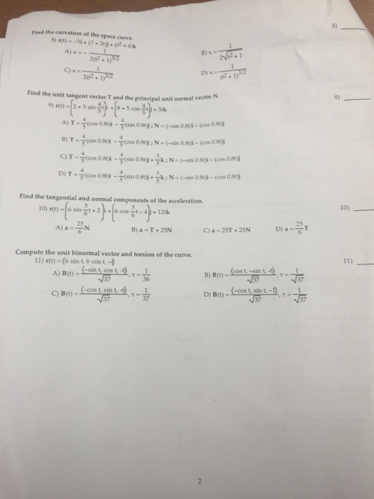 Solved Find The Curvature Of The Space Curve R T 3i