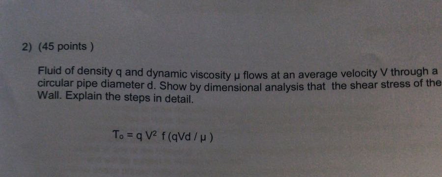 Solved 2) (45 points ) Fluid of density q and dynamic | Chegg.com