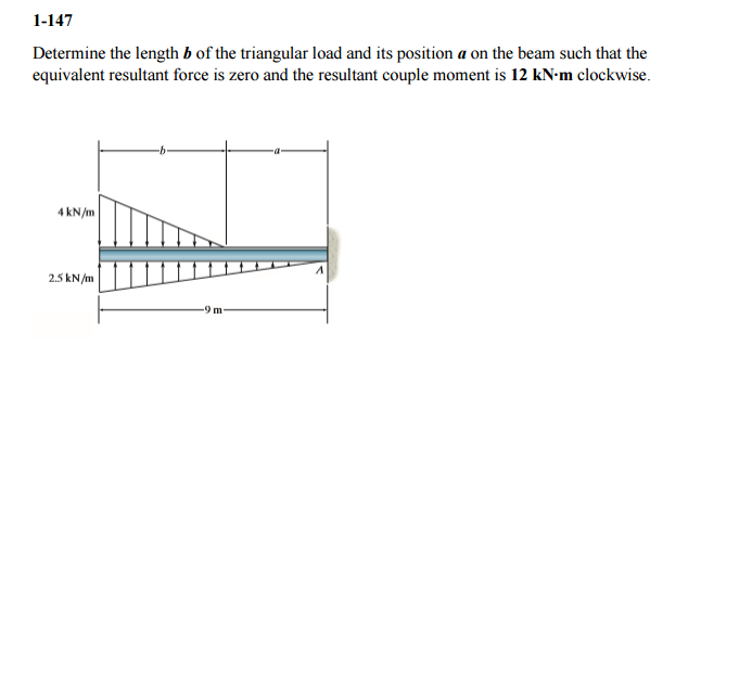 Solved Determine the length b of the triangular load and its | Chegg.com