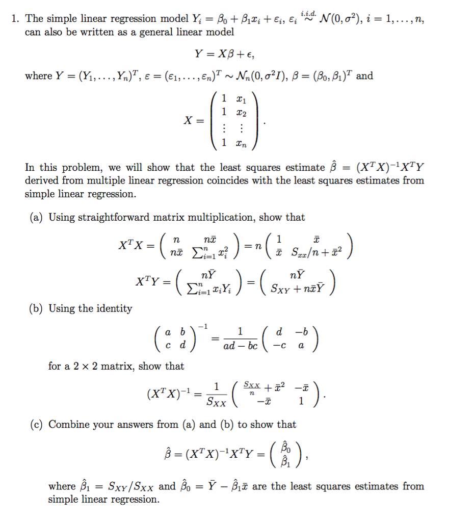 Solved The simple linear regression model Y_i = beta_0 + | Chegg.com