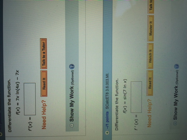 Solved Differentiate the function. f(x) - 7x ln(4x) - 7x | Chegg.com