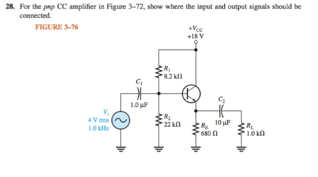 Solved 28. For the pmp CC amplifier in Figure 3-72, show | Chegg.com