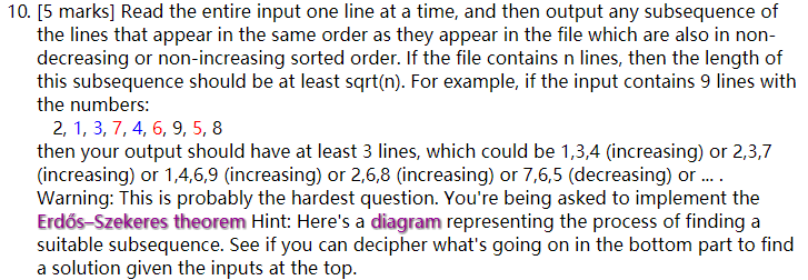 10. [5 marks] Read the entire input one line at a | Chegg.com