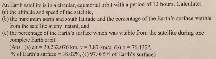 Solved An Earth satellite is in a circular, equatorial orbit | Chegg.com