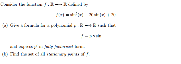 Solved Consider the function f: R rightarrow R defined by | Chegg.com
