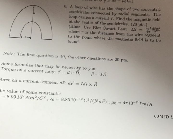 Solved A loop of wire has the shape of two concentric | Chegg.com