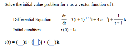 Solved Solve the initial value problem for r as a vector | Chegg.com