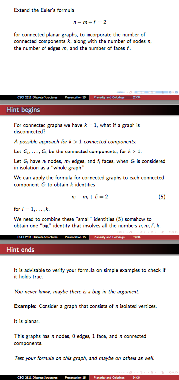 Solved Extend The Eulers Formula N M F 2 For 6324