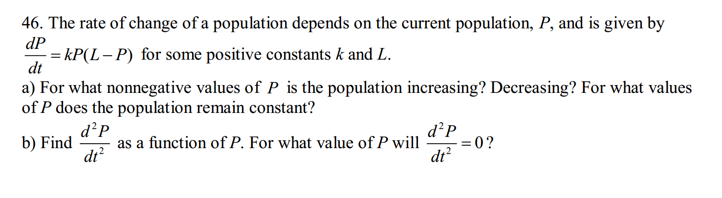 Solved The rate of change of a population depends on the | Chegg.com