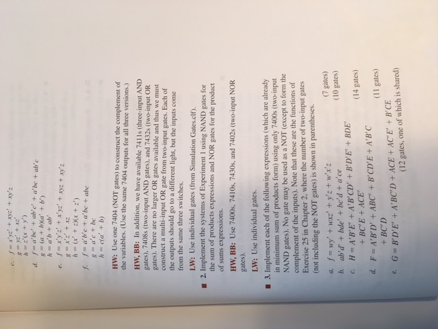 Solved D.4 A SET OF LOGIC DESIGN EXPERIMENTS Each of the | Chegg.com