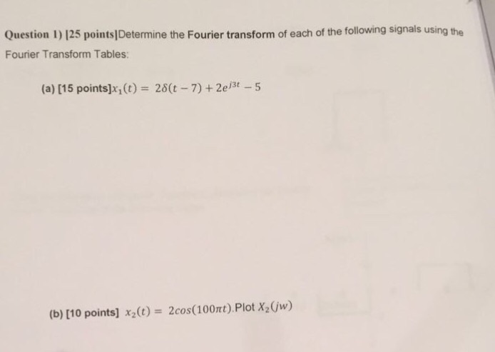 Solved Determine the Fourier transform of each of the | Chegg.com