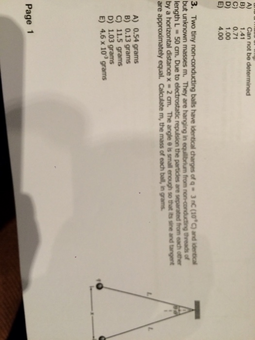 Solved Two tiny non-conducting balls have identical charges | Chegg.com