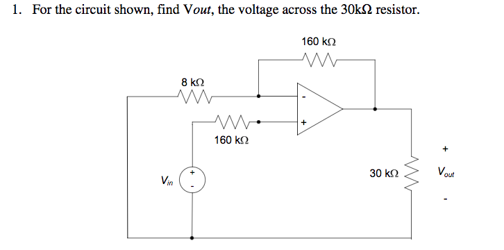 Solved I. For the circuit shown, find Vout, the voltage | Chegg.com