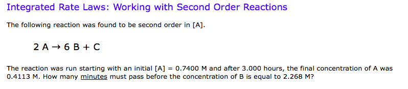 Solved Integrated Rate Laws: Working with Second Order | Chegg.com