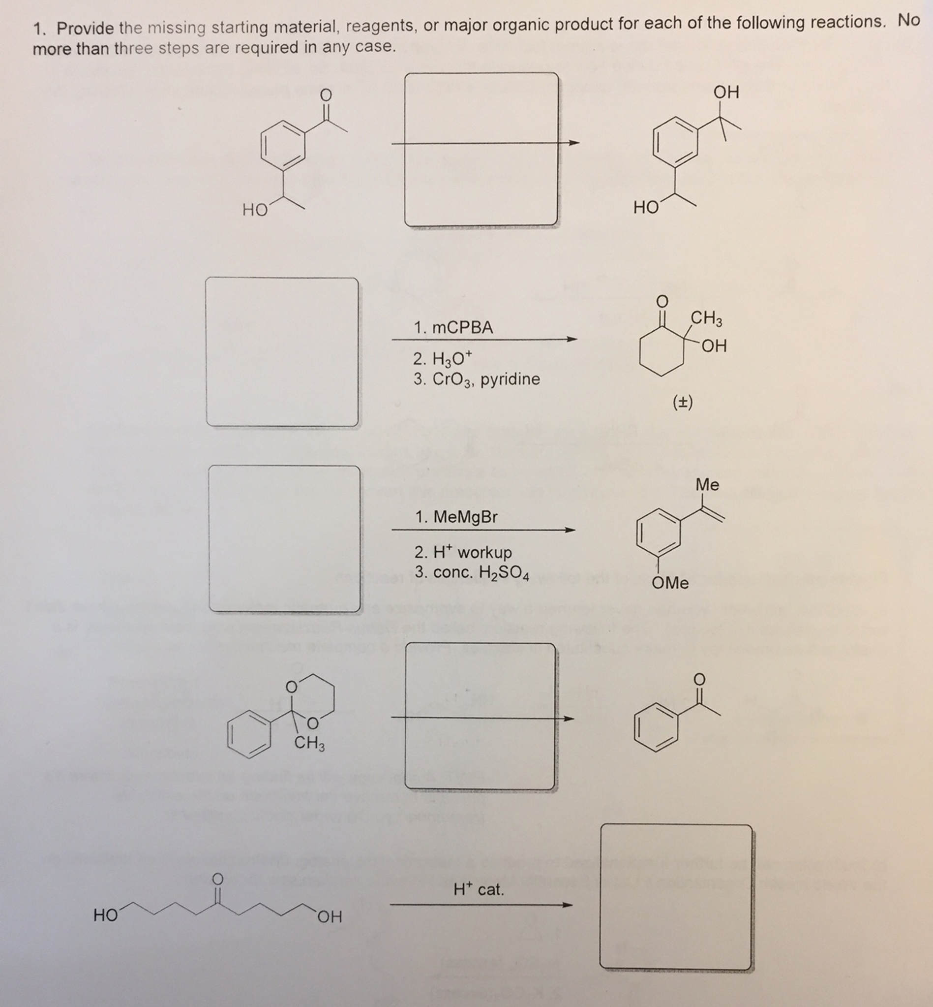 Solved Provide the missing starting material, reagents, or | Chegg.com