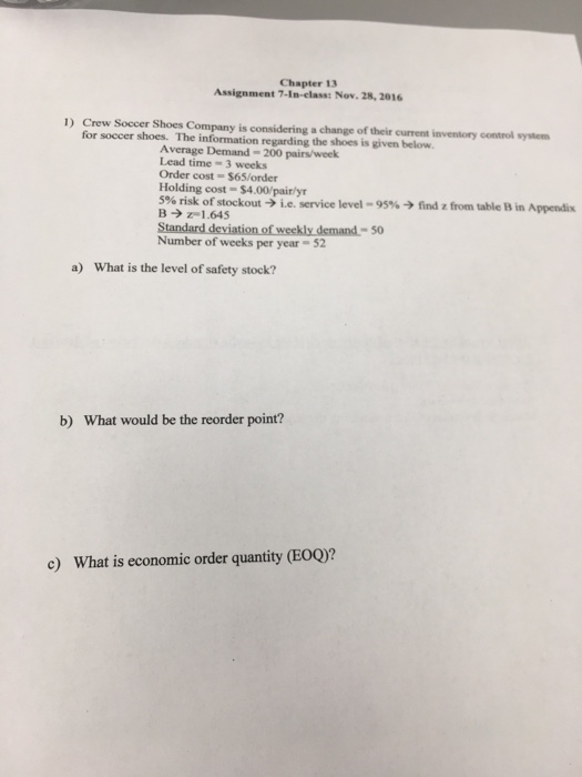 Solved Chapter 13 Assignment 7-1 Nov. 28, 2016 n-class: 1) | Chegg.com