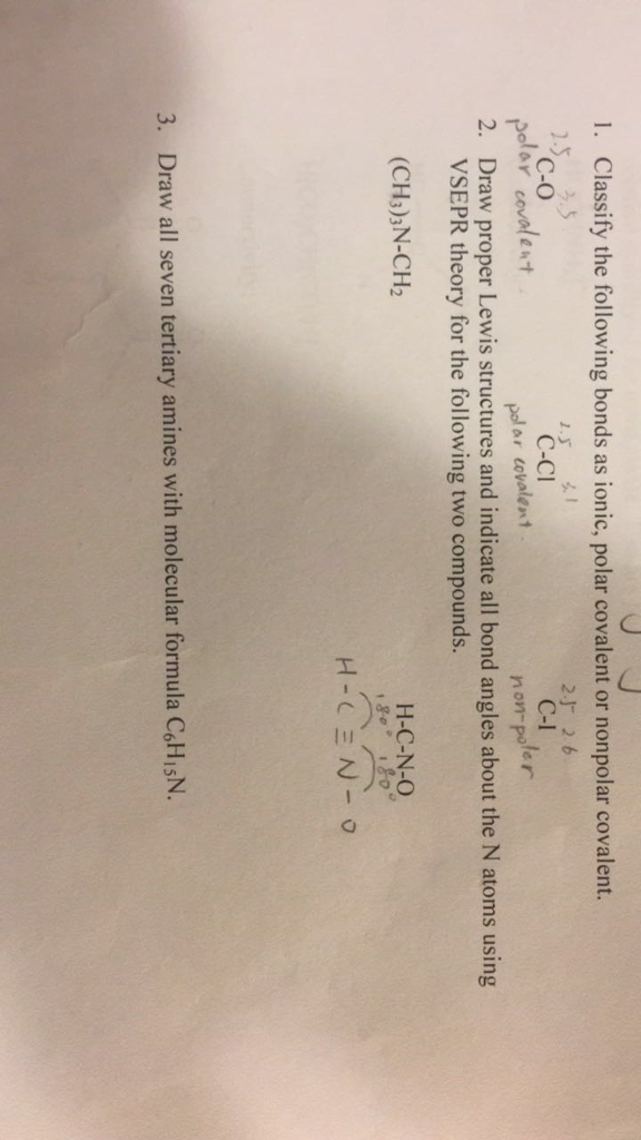 Solved Classify the following bonds as ionic, polar covalent | Chegg.com