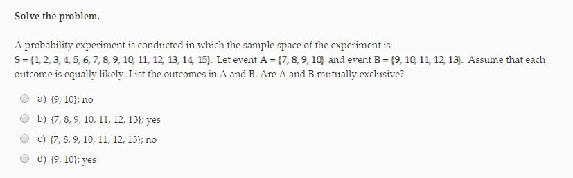 Solved A probability experiment is conducted in which the | Chegg.com Solved A probability experiment is conducted in which the | Chegg.com