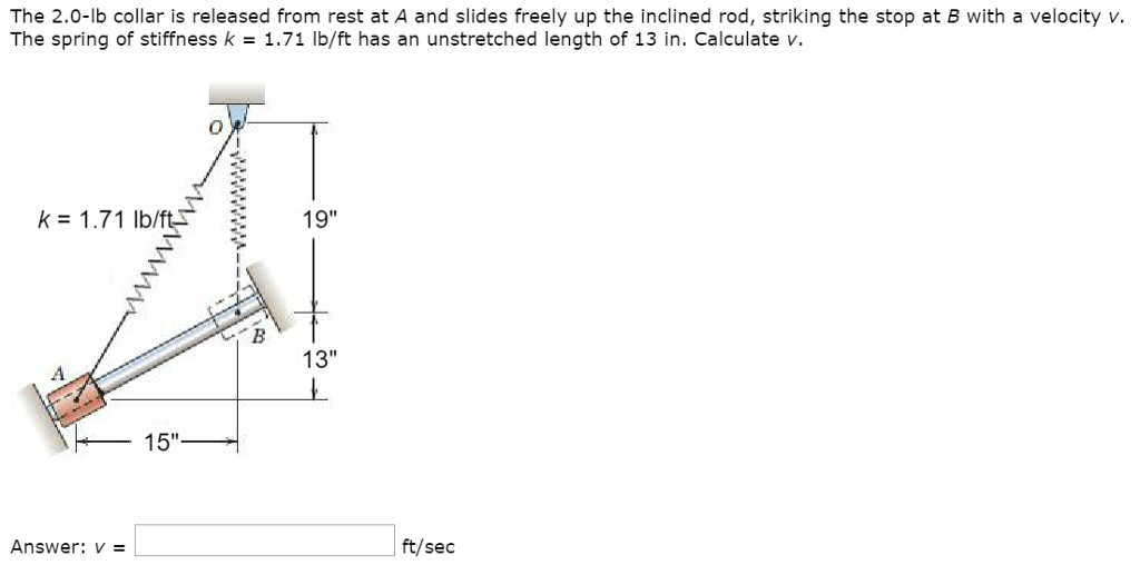 Solved The 2.0-lb collar is released from rest at A and | Chegg.com