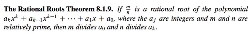 Solved The Rational Roots Theorem 8.1.9. If is a rational | Chegg.com