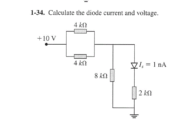Solved 1-34. Calculate the diode current and voltage. | Chegg.com