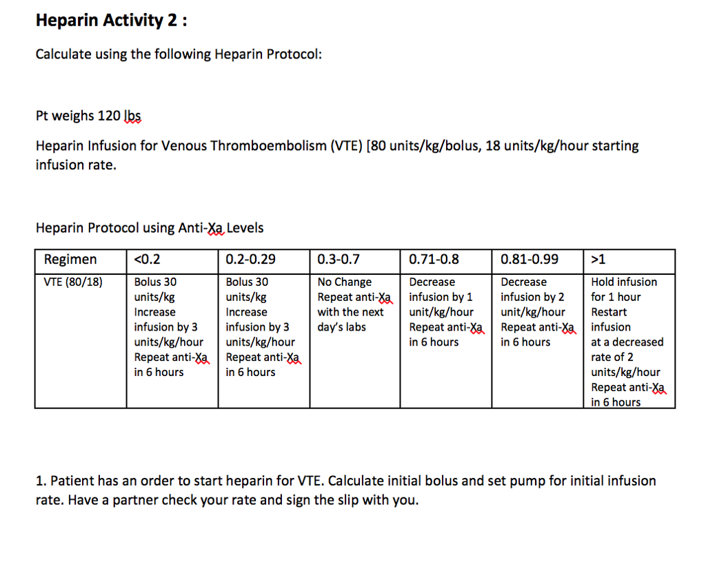 Solved Heparin Activity 2 Calculate Using The Following Chegg Solved Heparin Activity 2 Calculate Using The Following Chegg