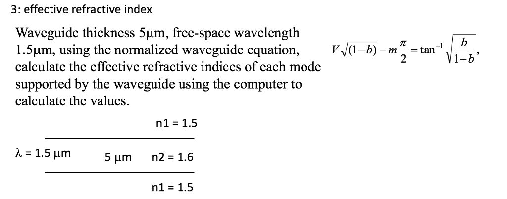 Solved 3: effective refractive index Waveguide thickness | Chegg.com