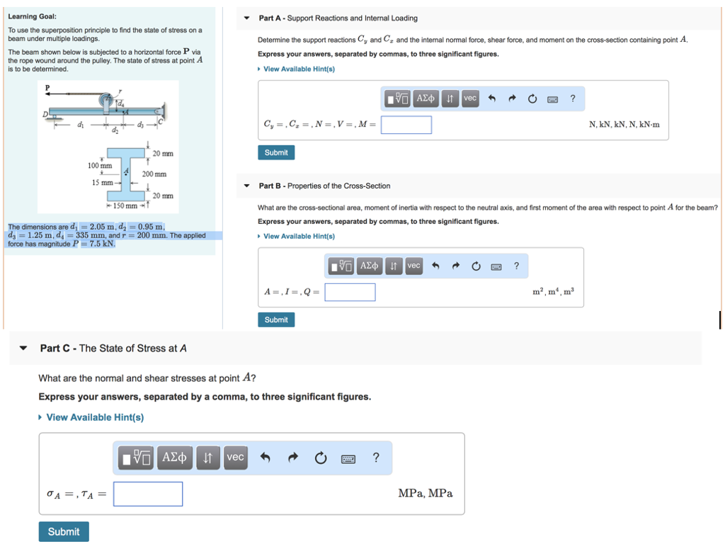 Solved Learning Goal: Part A Support Reactions and Internal | Chegg.com