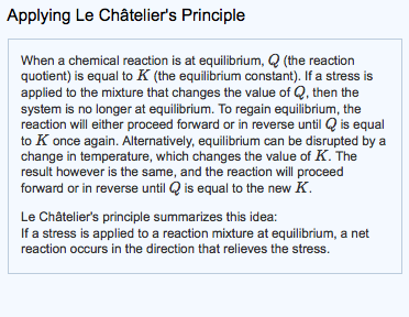 Solved Applying Le Chatelier's Principle When a chemical | Chegg.com