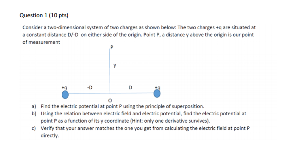 Solved Consider a two-dimensional system of two charges as | Chegg.com