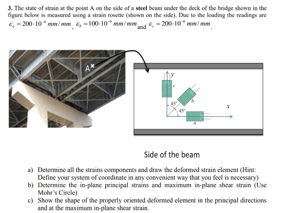 Solved 3. The state of strain at the point A on the side of | Chegg.com