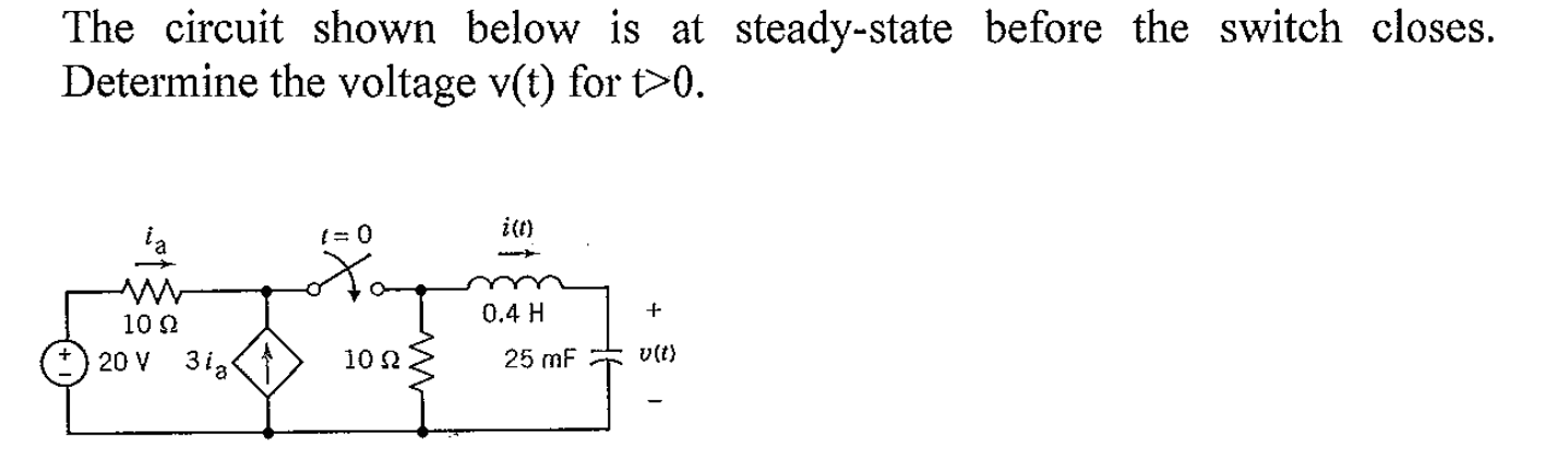 Solved The Circuit Shown Below Is At Steady State Before The