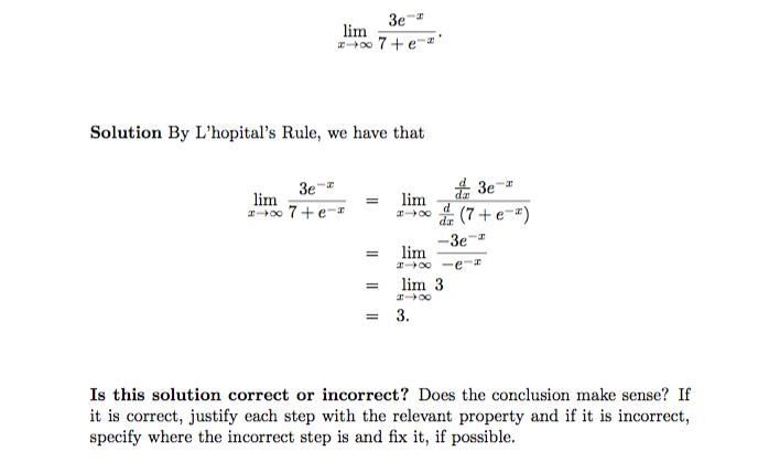 Solved Lim_x rightarrow infinity 3e^-x/7 + e^-x. Solution | Chegg.com