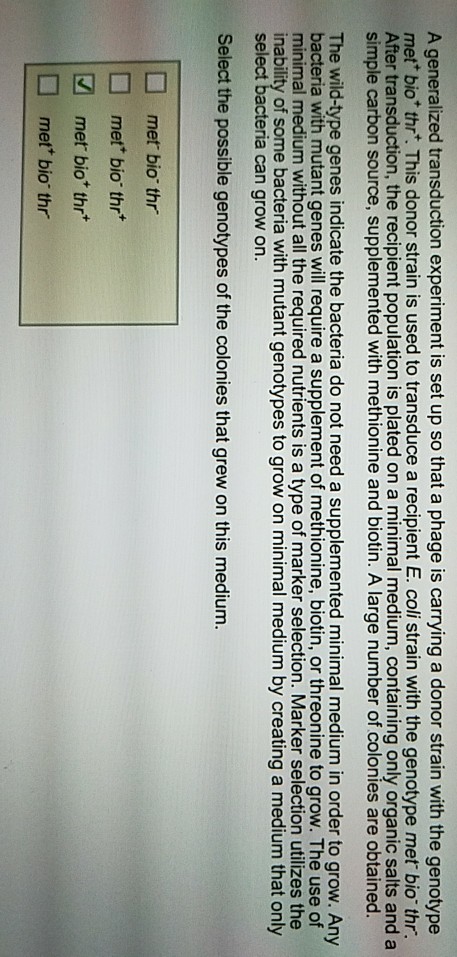 Solved A generalized transduction experiment is set up so | Chegg.com