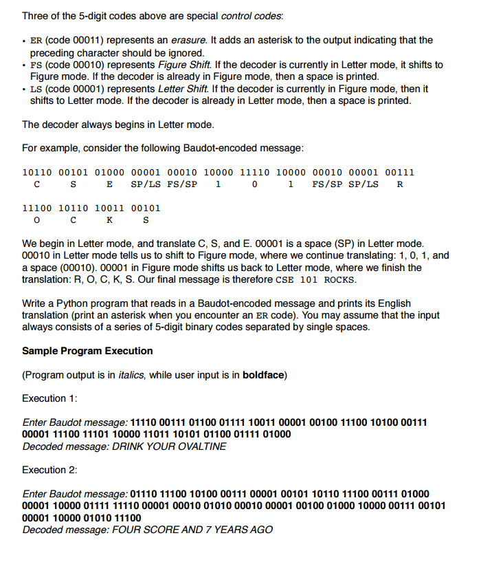 Part 1: Baudot Code Baudot code was developed in 1870 | Chegg.com