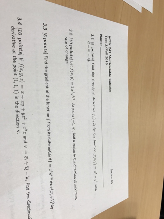 Solved Find The Directional Derivative F A 1 2 For The