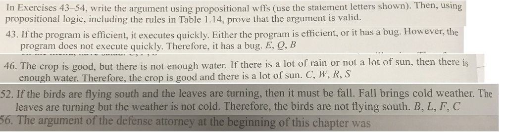 Solved In Exercises 43-54, write the argument using | Chegg.com