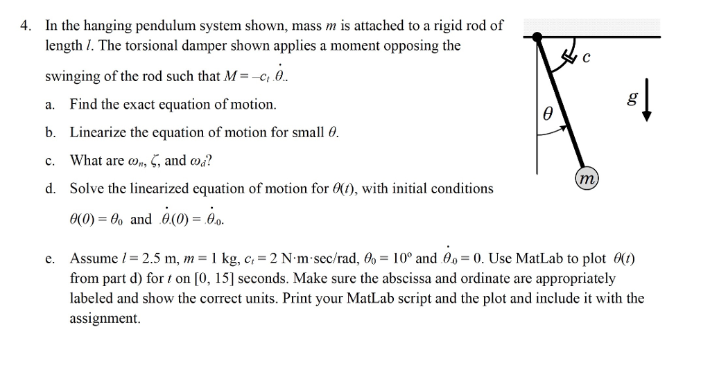 Solved In the hanging pendulum system shown, mass m is | Chegg.com