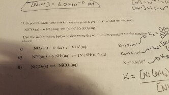 Solved NiCO3 (s) + 6 NH3 (aq) ->