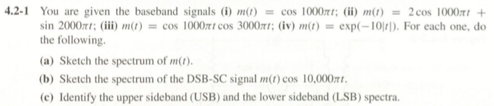Solved You are given the baseband signals (i) m(t) = cos | Chegg.com