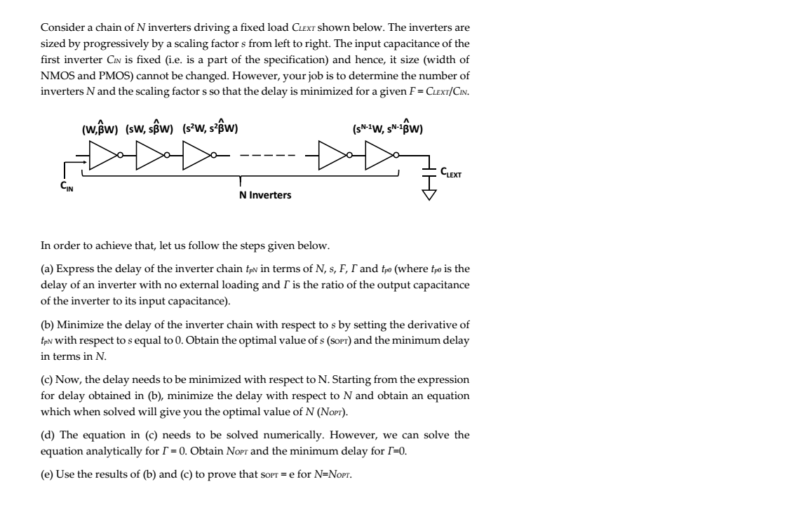 Solved Consider a chain of N inverters driving a fixed load | Chegg.com