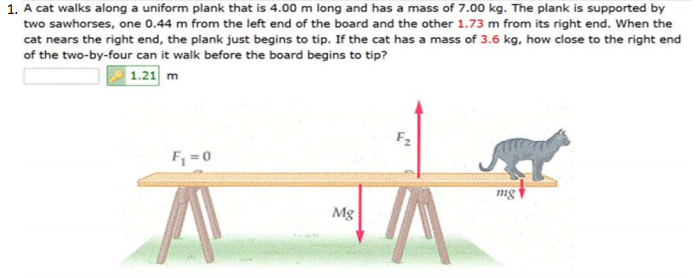 Solved A cat walks along uniform plank that is 4 m long and | Chegg.com