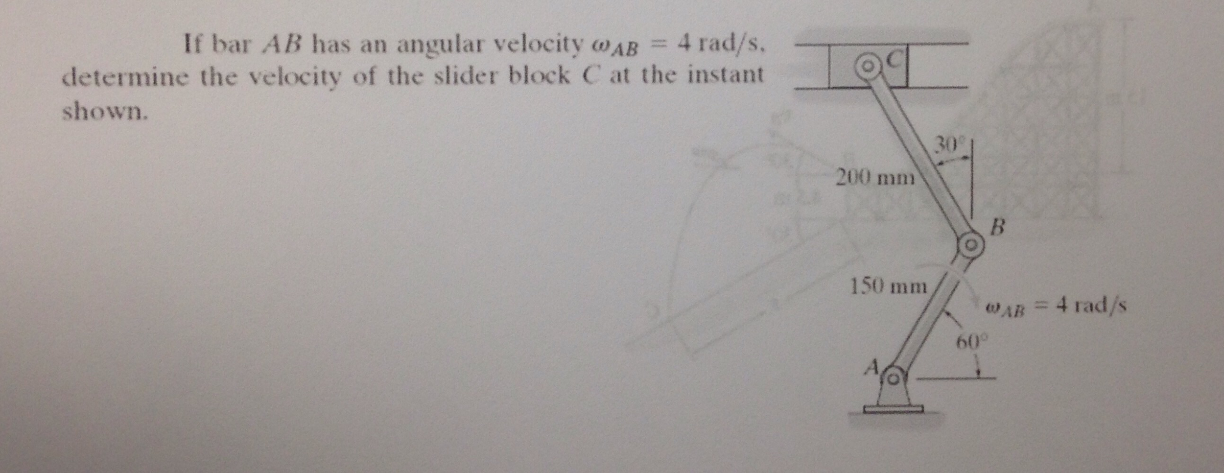 Solved If bar AB has an angular velocity omega AB = 4 rad/s, | Chegg.com