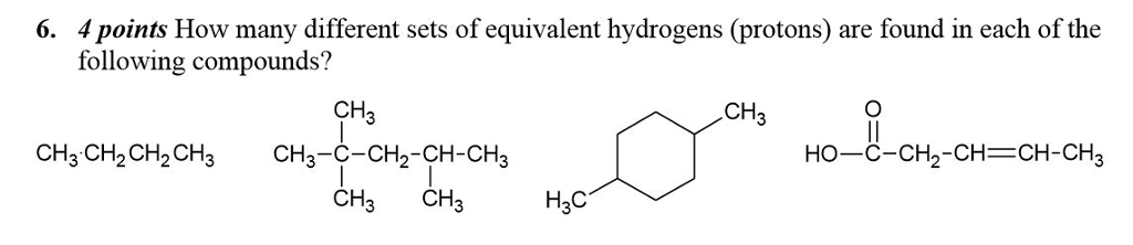 Solved How many different sets of equivalent hydrogens | Chegg.com