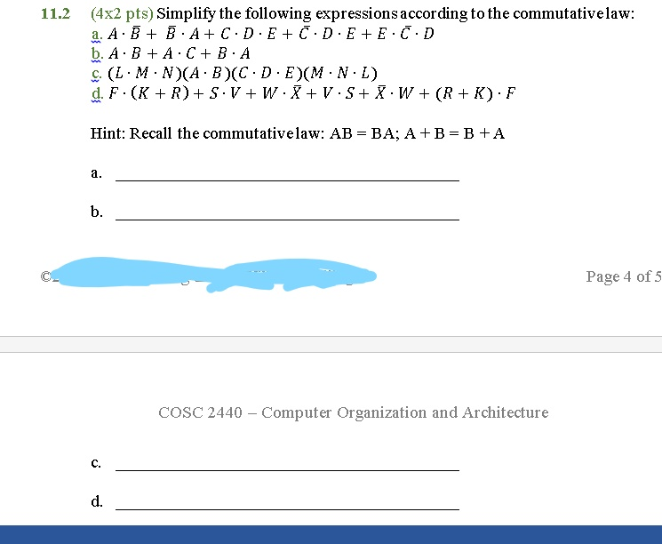 Solved 11.2 (4x2 pts) Simplify the following expressions | Chegg.com