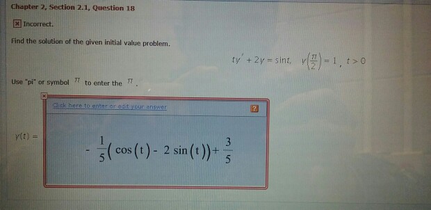 Solved Find the solution of the given initial value problem. | Chegg.com