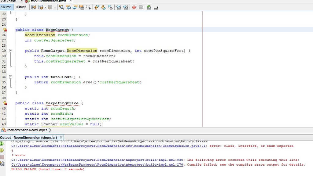 Solved Here is my code.. package roomdimension; /** | Chegg.com