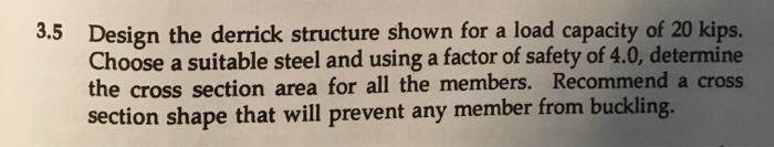 Solved 3.5 Design the derrick structure shown for a load | Chegg.com