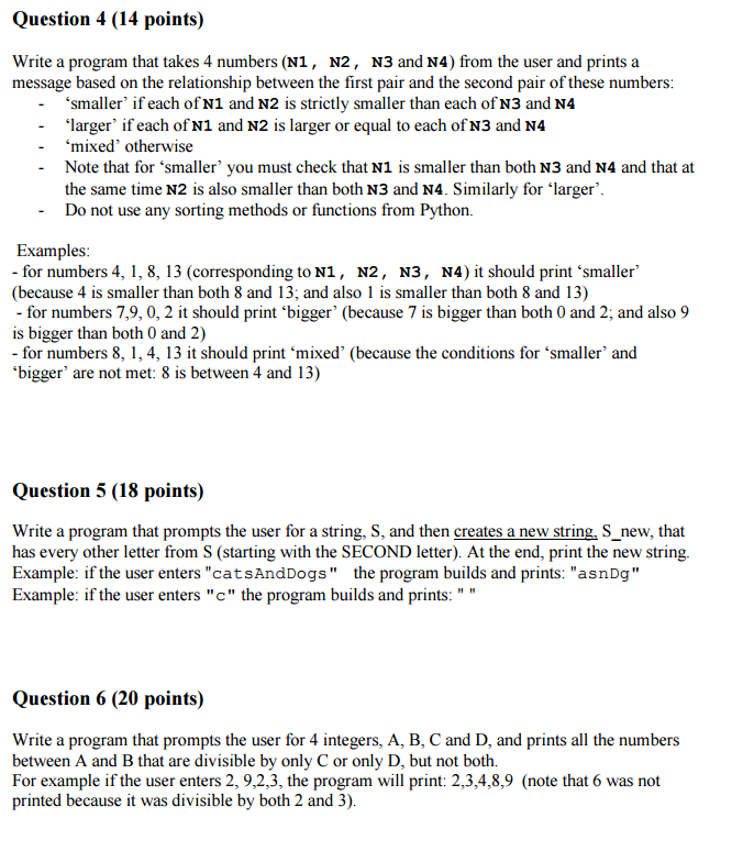 Solved Write a program that takes 4 numbers (N1, N2, N3 and | Chegg.com